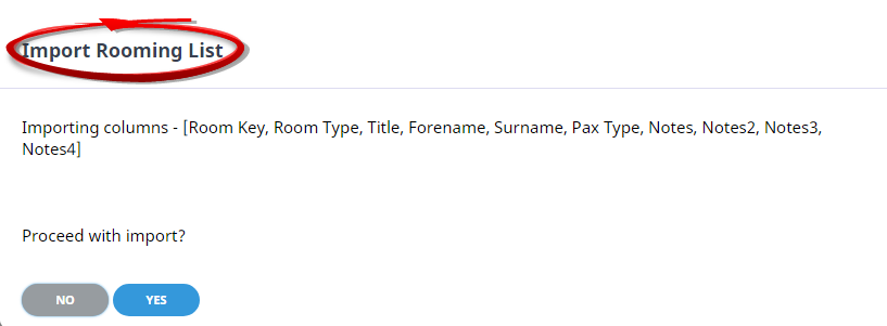 Rooming List - Group Bookings